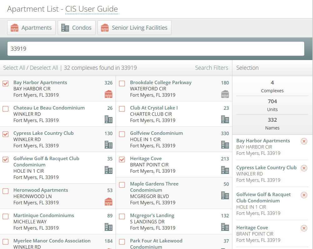 Compact Information Systems: Compact Apartment List User Guide